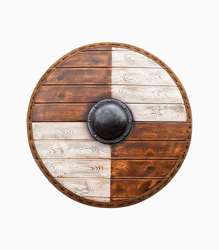 Thegn LARP Shield – White and Wood - Foam Kings